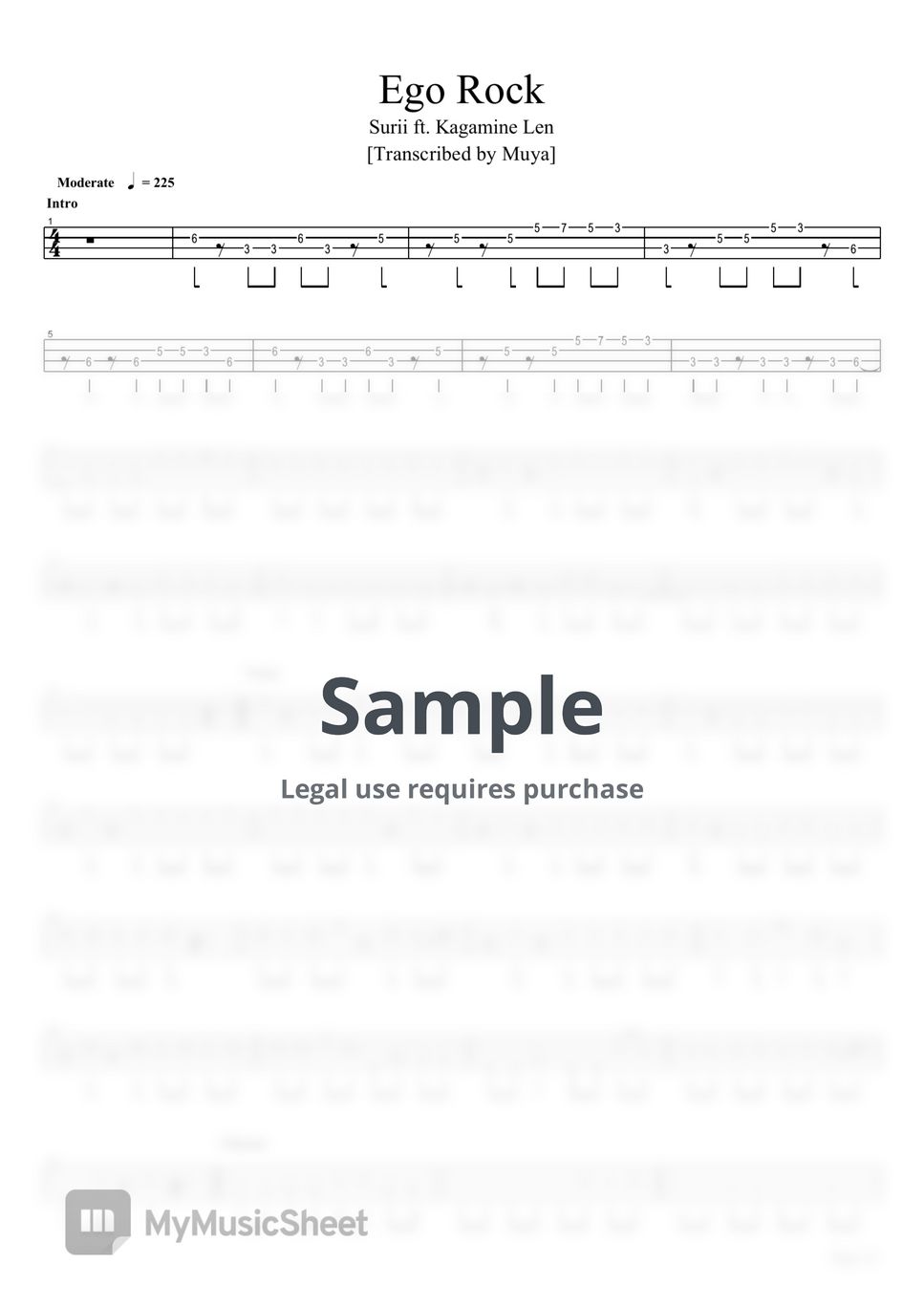 Surii - Ego Rock (Bass TAB) 樂譜 by Muya