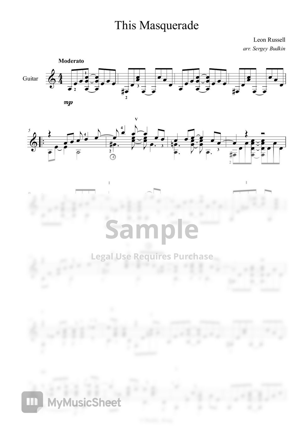 Leon Russell - This masquerade Sheet Music by Buddy_King