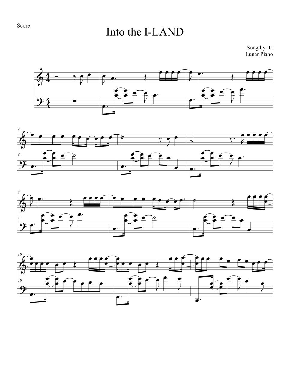 IU - Into the I-LAND Sheet by Lunar Piano
