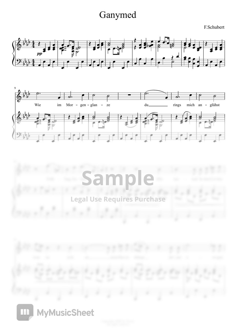 F.Schubert - Ganymed (Abmaj) Sheet Music by noten(노튼)