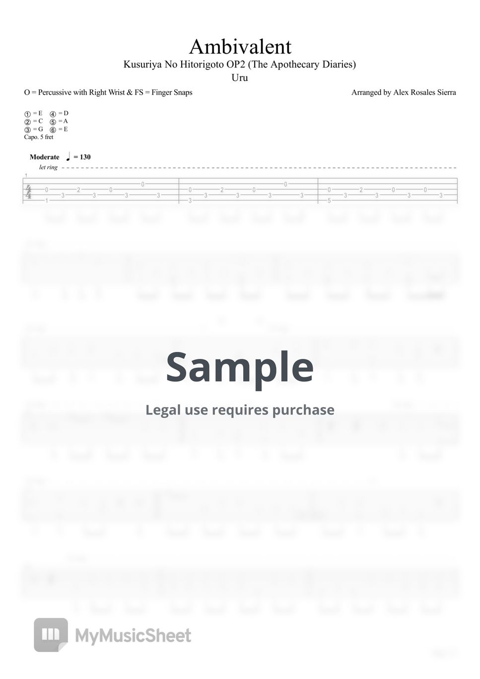 Uru - Ambivalent (Fingerstyle) Sheet Music by Alex Rosales Sierra