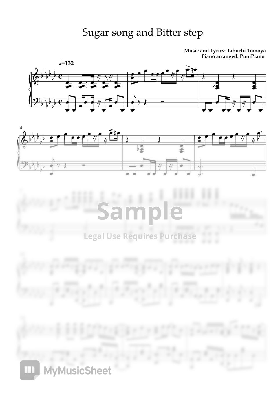 UNISON SQUARE GARDEN - Sugar song and Bitter step Sheet Music by PuniPiano