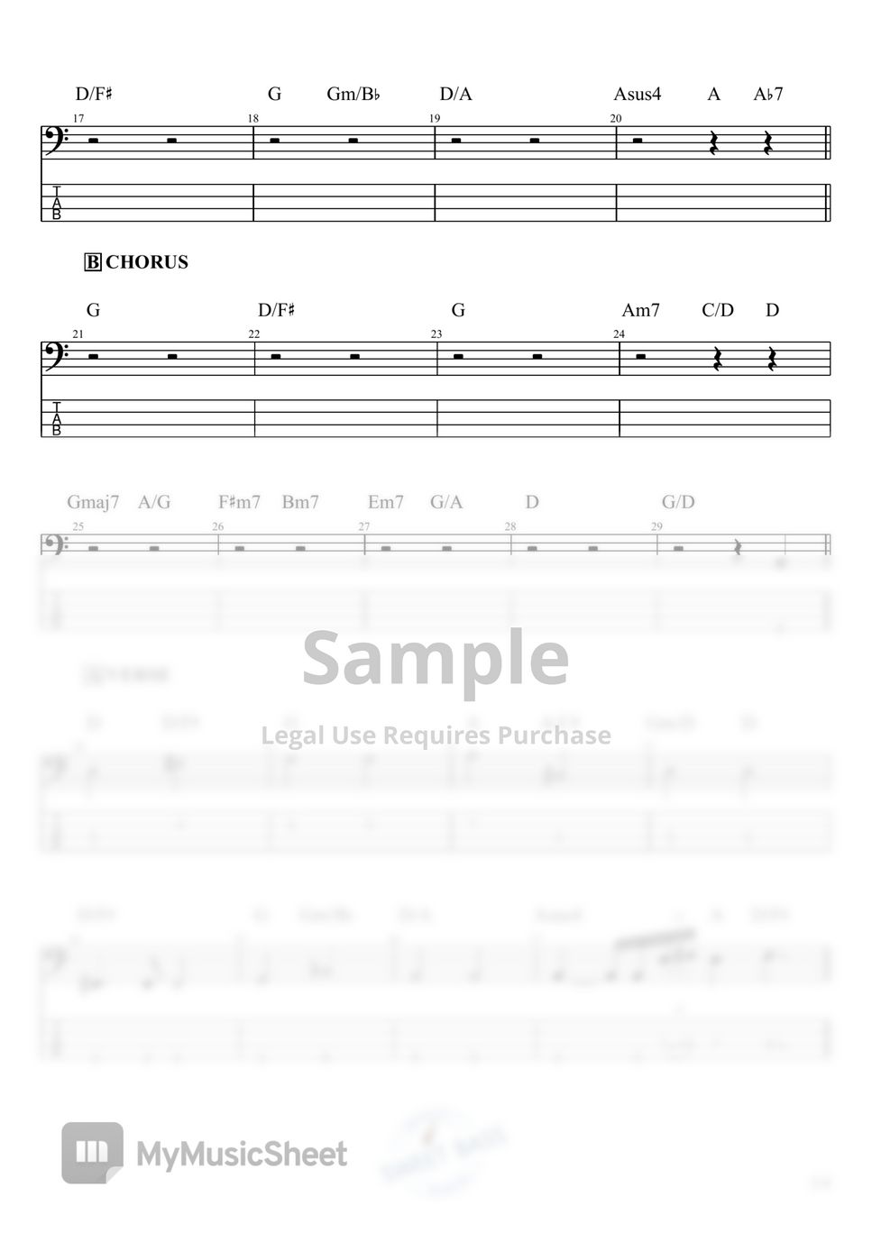 제이어스 내 모습 이대로 [original Ver ] Bass 악보 By Sweet Bass