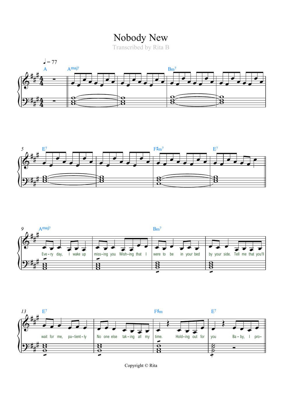 The Marías - Nobody New Sheet Music by Rita B