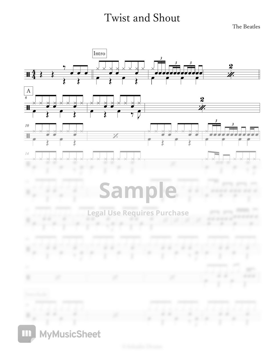 The Beatles - Twist and Shout Sheets by Arkadia Drums