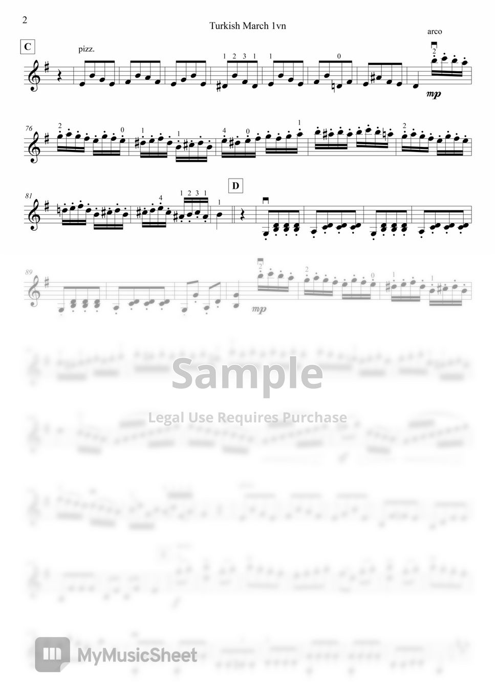 Mozart - Turkish March (Two Violins) 악보 by Lee