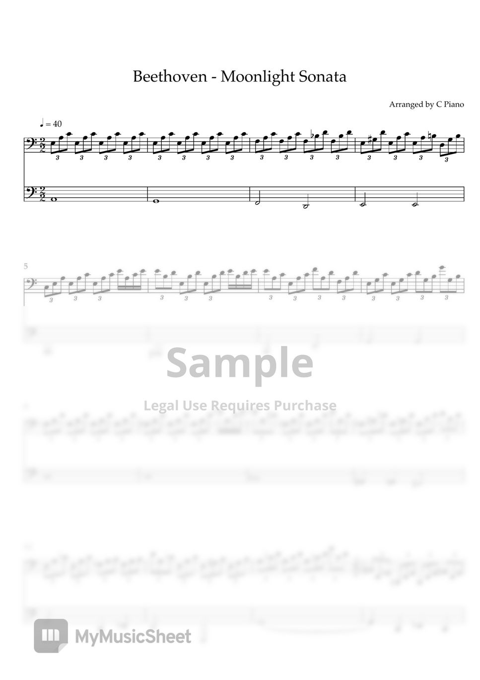 Beethoven - Moonlight Sonata (Easy Version) 악보 by C Piano