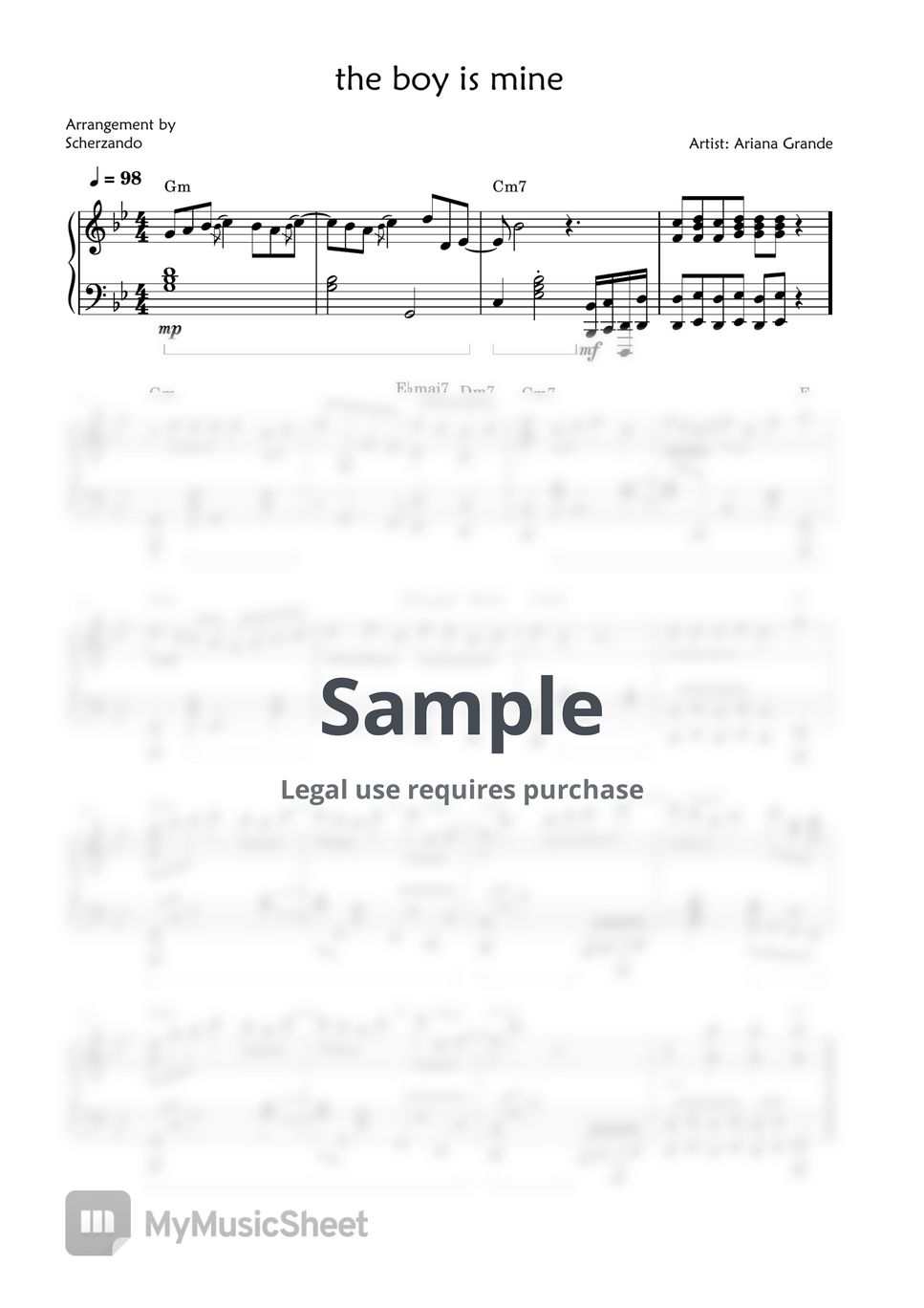 Ariana Grande - the boy is mine (Piano Arrangement) Sheets by Scherzando