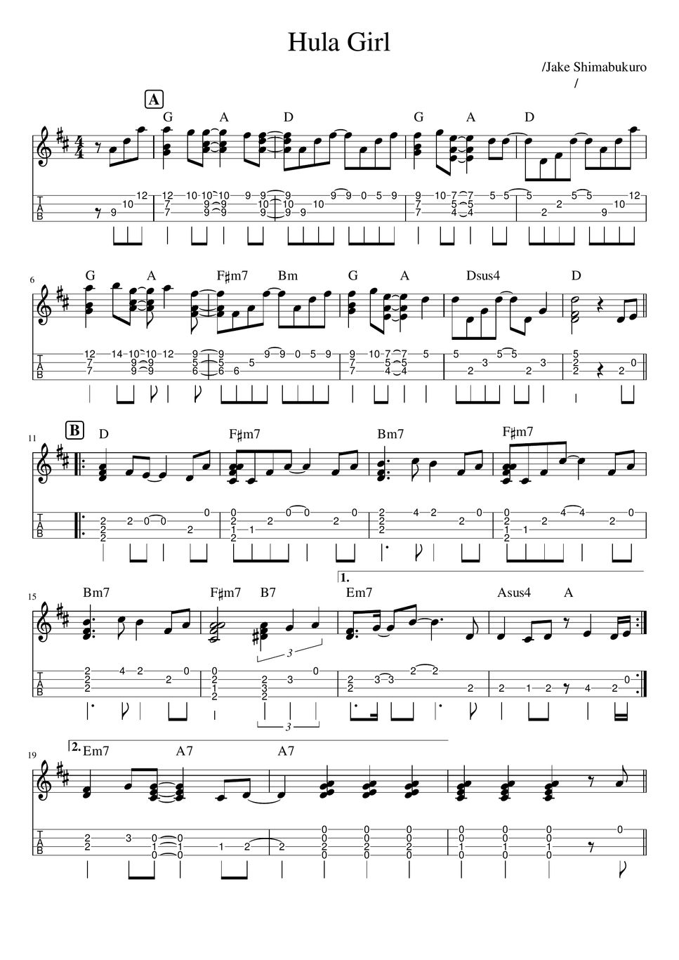 JAKE SHIMABUKURO - Hula Girl Hoja by Shinnosuke Tanaka