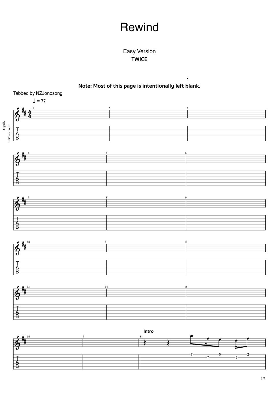 TWICE - Rewind (Easy, 2/10) TAB by NZJonosong