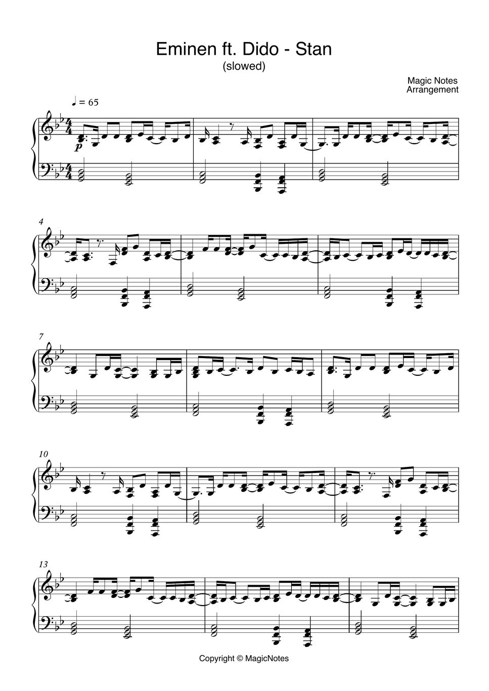 Eminen ft. Dido - Stan (slowed) Sheets by MagicNotes