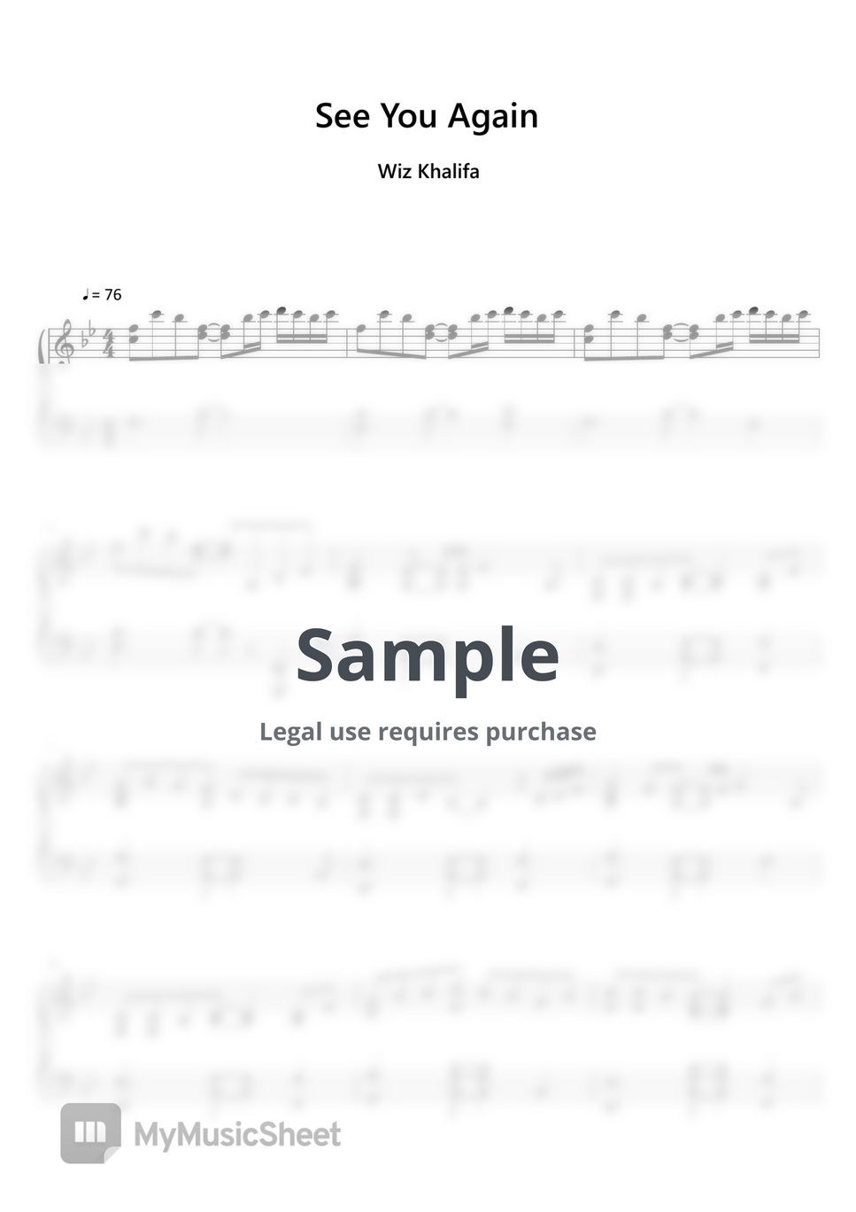 Wiz Khalifa - See You Again (Sheet Music, MIDI,) 乐谱 by sayu