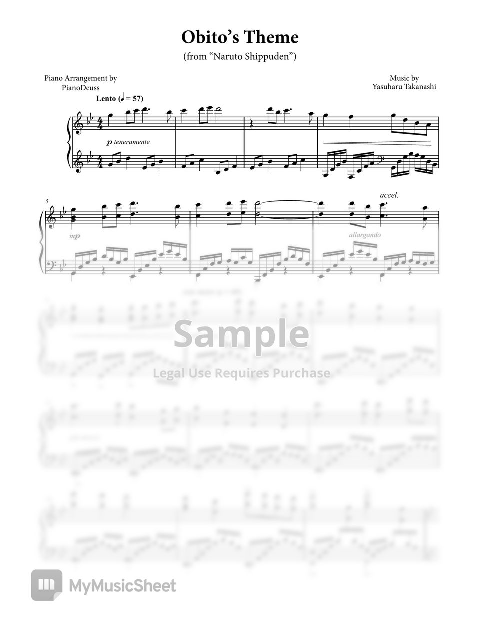 Naruto Shippuden OST - Obito's Theme Sheets by PianoDeuss