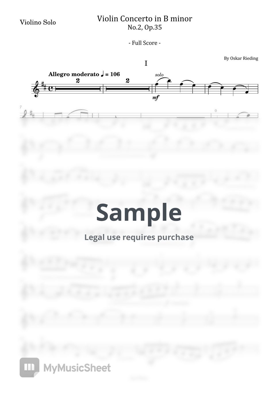 Oskar Rieding - Oskar Rieding - Violin Concerto No.2, Op.35 - For Volin and Piano Full Score ...