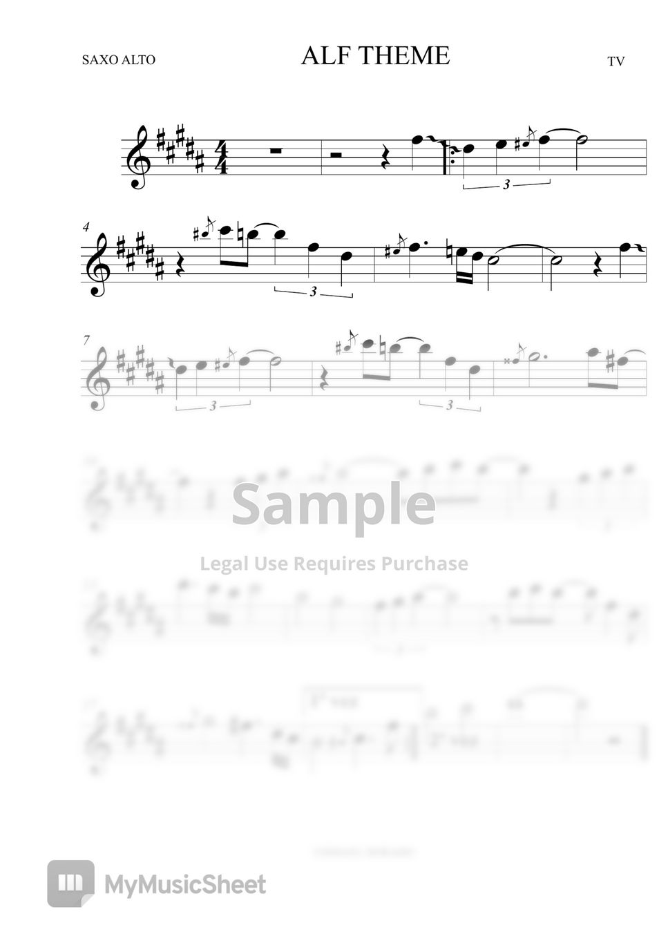 Alf Theme - TV (Alto Sax) Sheets by Ismael Dorado