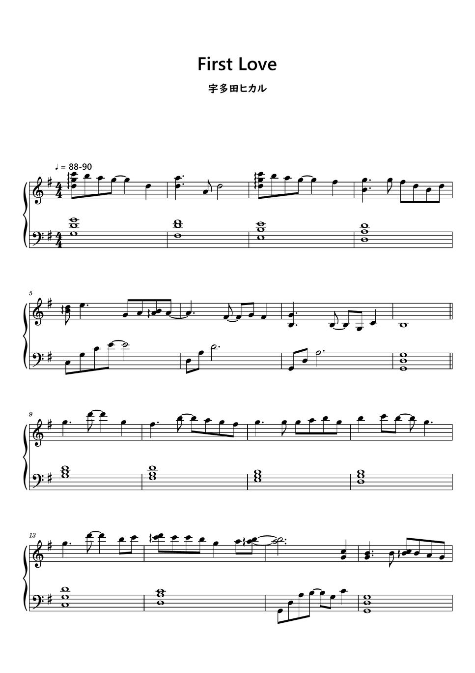 Utada Hikaru - First Love "Witch's condition" theme song (Sheet Music ...