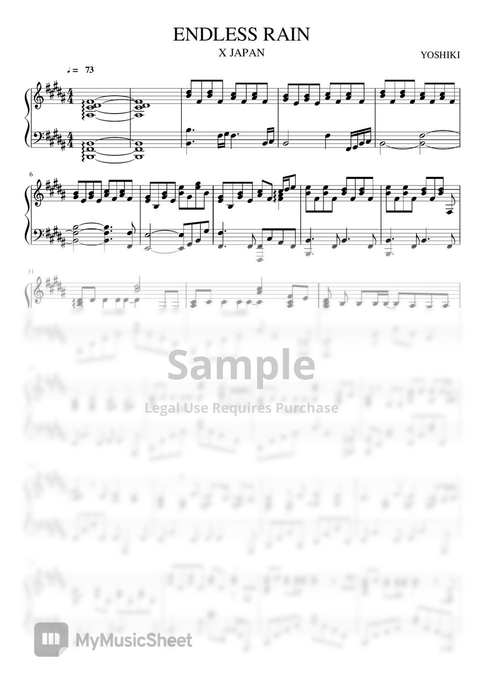 X JAPAN - ENDLESS RAIN Sheet Music by JJ・KEIKO
