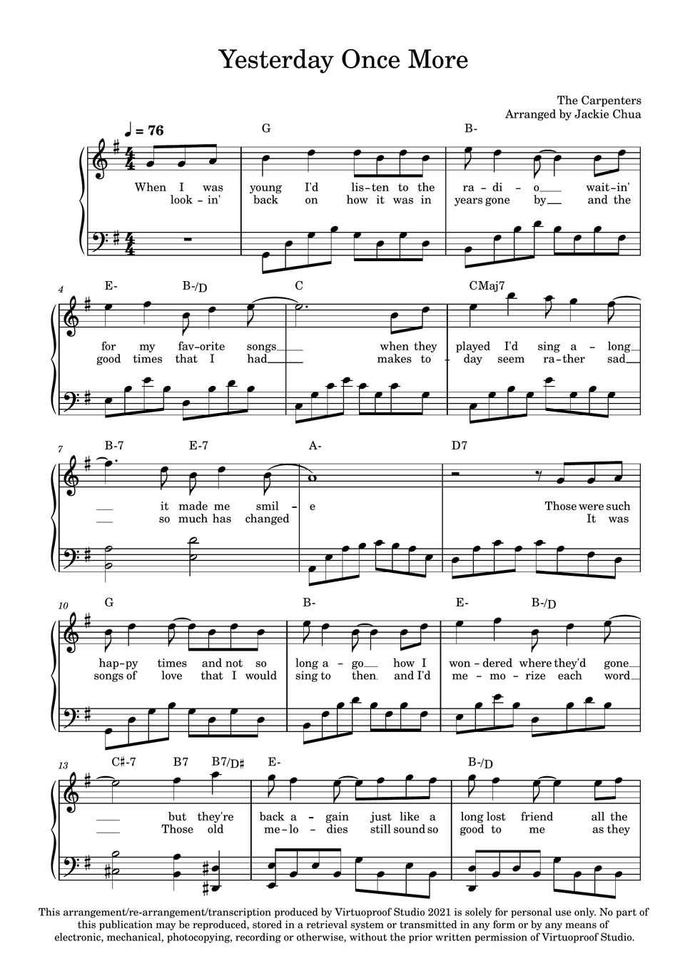 The Carpenters - Yesterday Once More - with Written Improvisation / ad ...