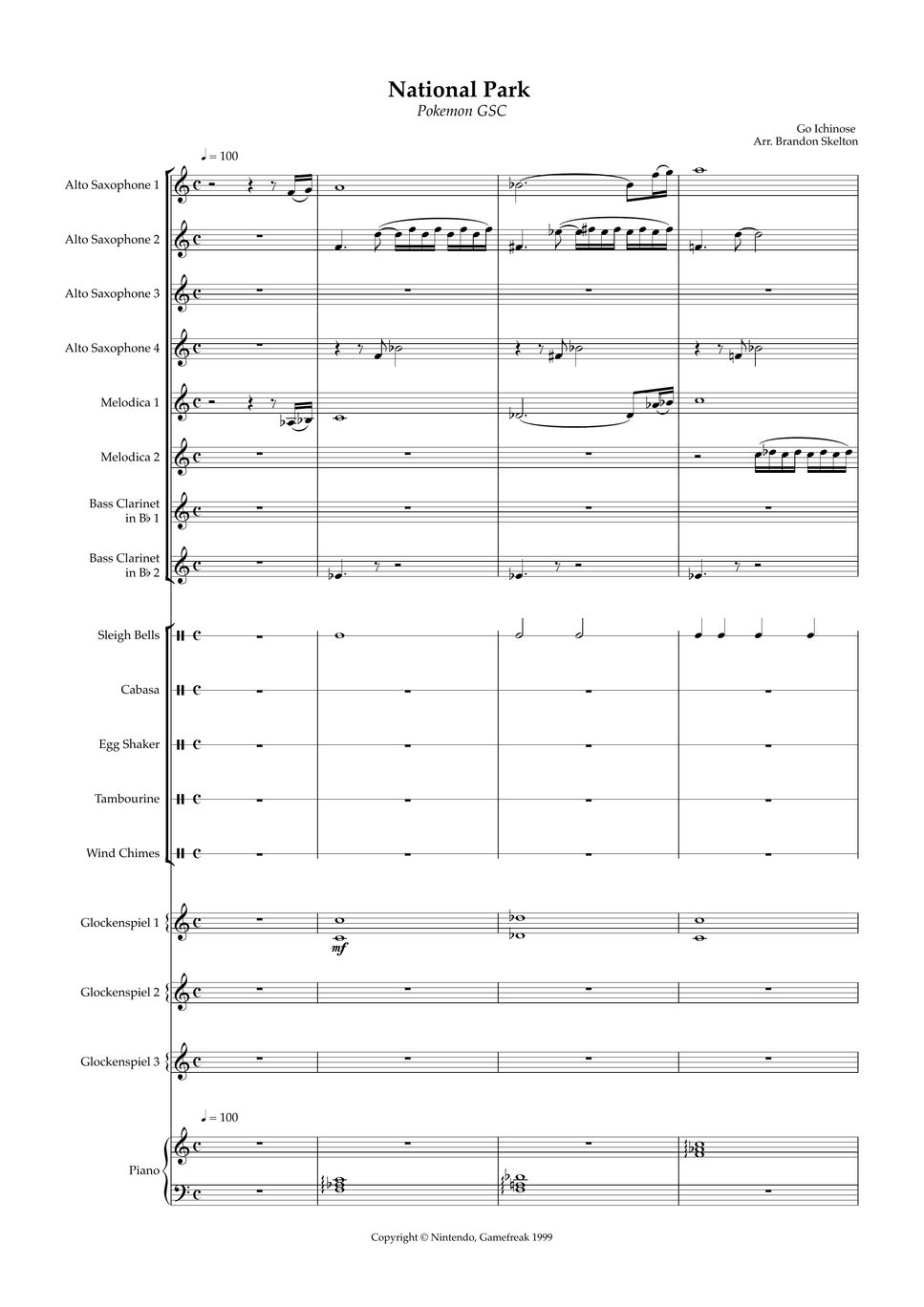 Pokemon Gold & Silver - Go Ichinose - National Park (Full Score) Lembar ...