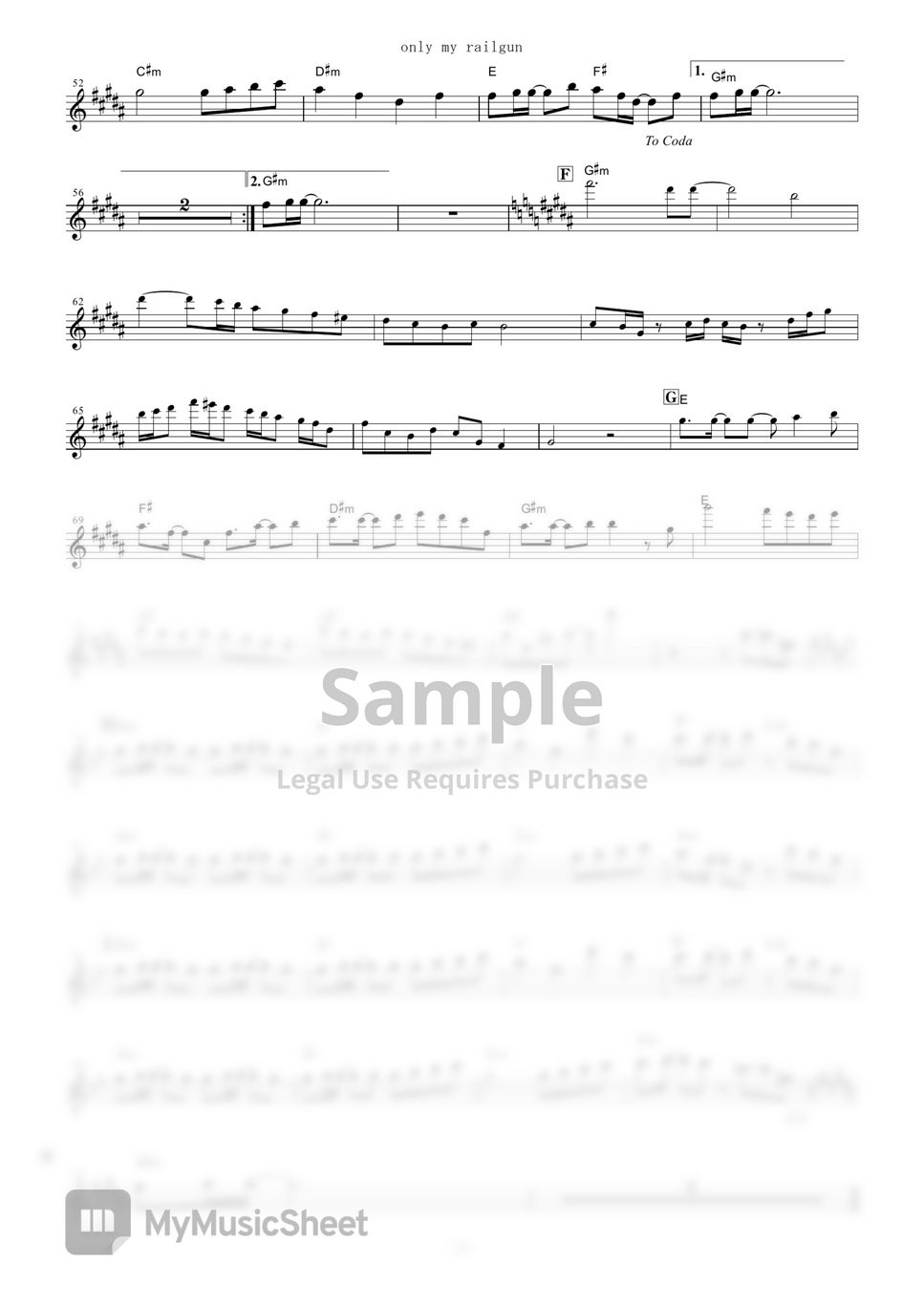 A Certain Scientific Railgun - only my railgun (in C) 악보 by fripSide