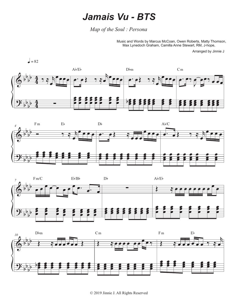 BTS - Jamais Vu for Piano Partition musicale