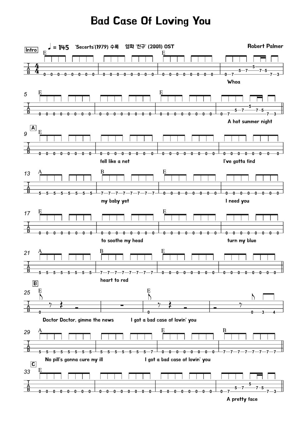 Robert Palmer - Bad Case Of Loving You Sheets by Kimme