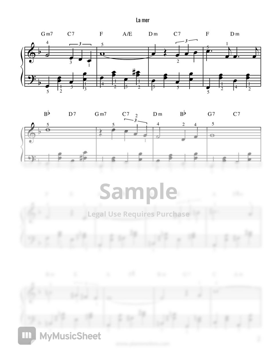 Charles Trenet - La mer - Beyond The Sea (Piano Solo) Sheets by Bobby Cyr