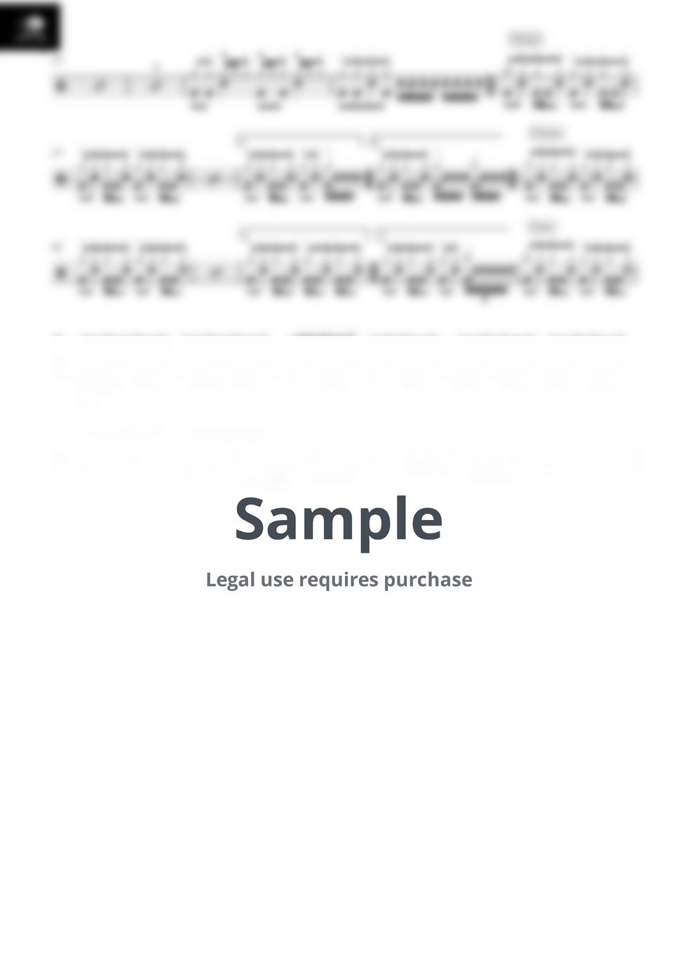 No Doubt - Just A Girl Sheet Music by Drum Transcription: Drum Sheet MX