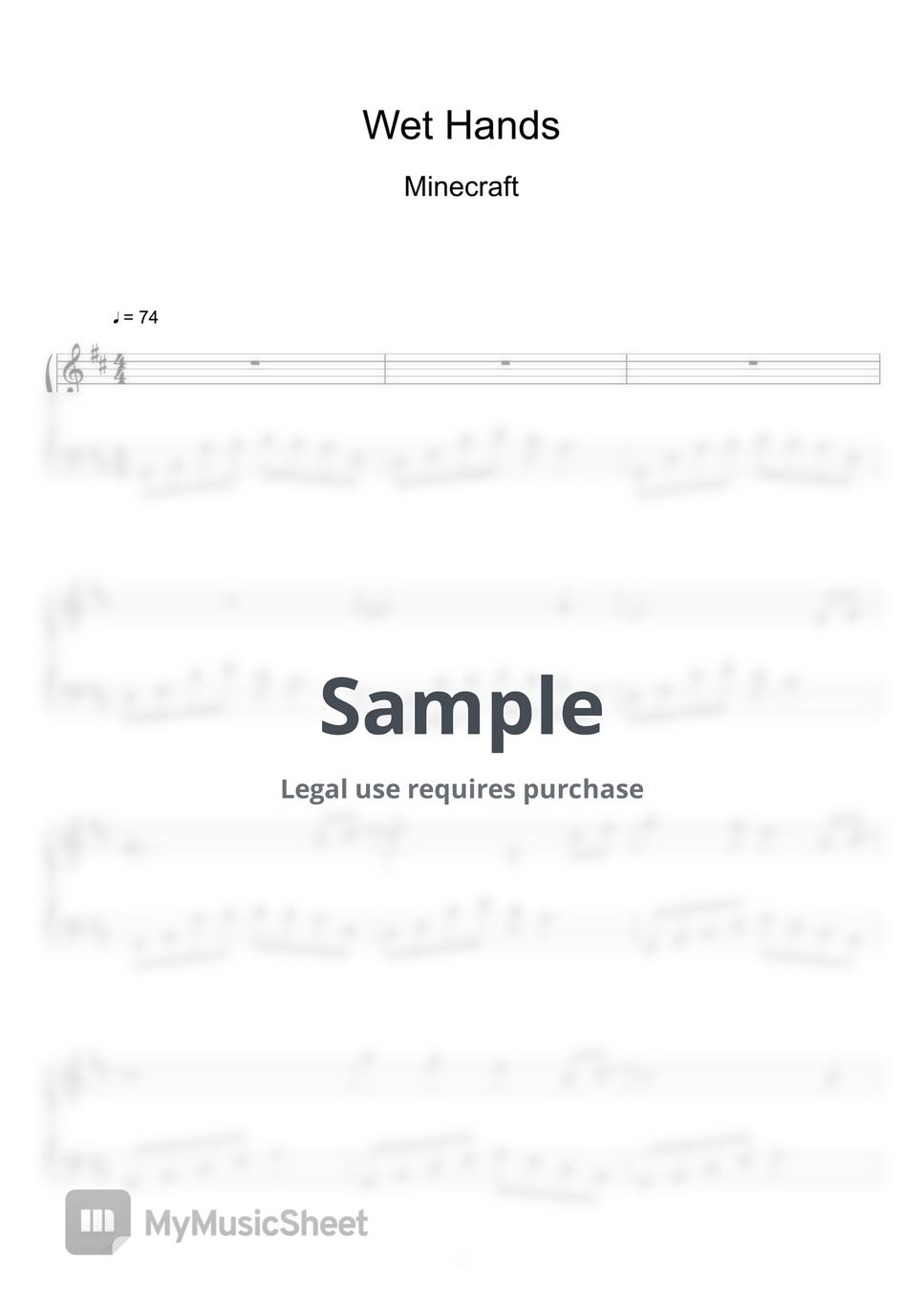 Minecraft - C418 - Wet Hands (Minecraft Soundtrack) (Sheet Music, MIDI ...