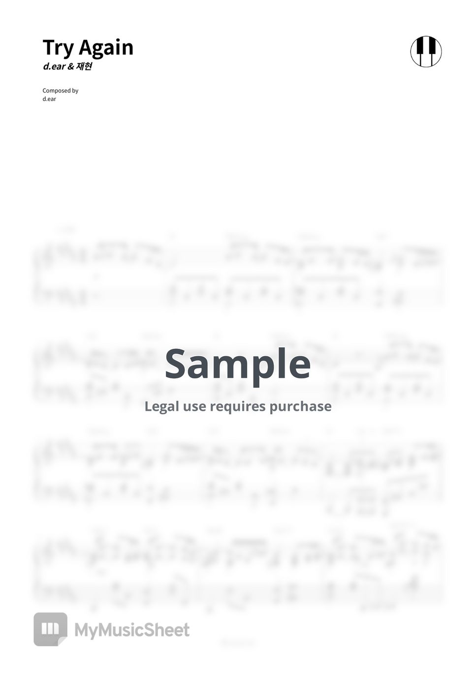 디어 & 재현 - Try Again (Piano solo) Sheet Music by KEYS OF LIFE