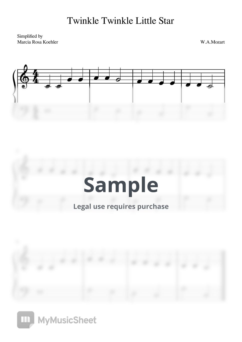 Twinkle Twinkle Little Star (Easy Piano for beginners) Sheets by Marcia ...