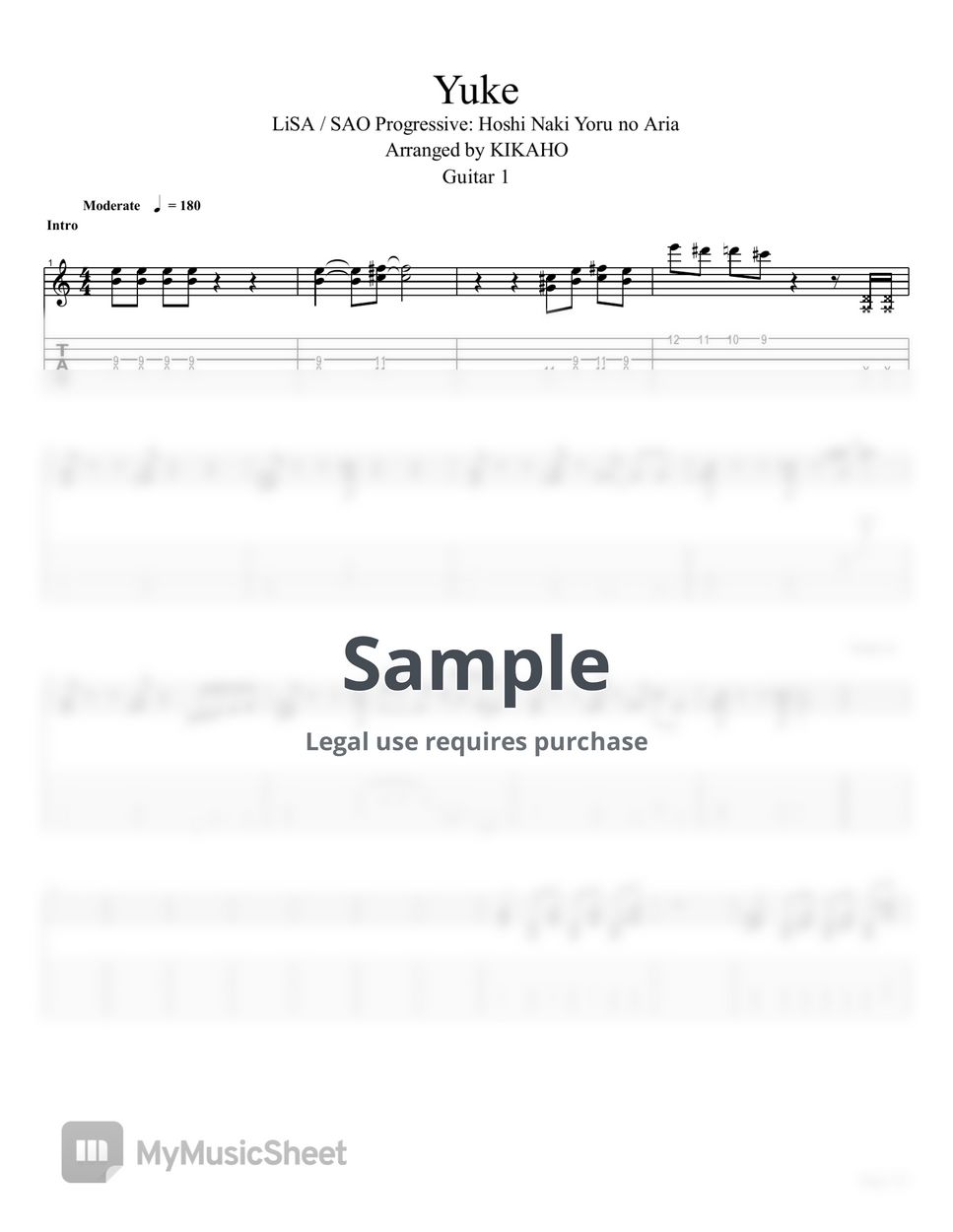 SAO Movie -Progressive- Aria of a Starless Night - 往け / Yuke Sheet ...