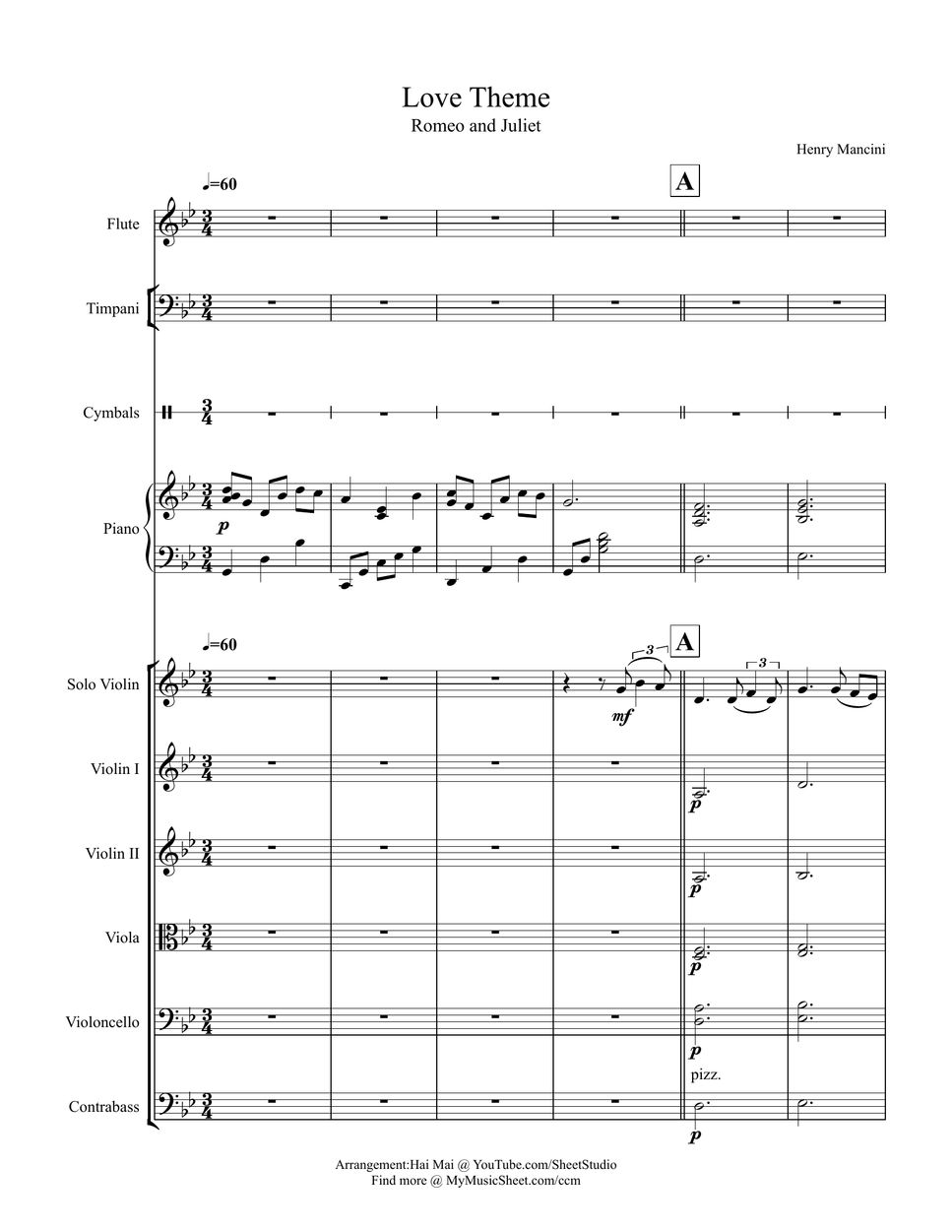 Henry Mancini - Love Theme From Romeo And Juliet for Violin and ...