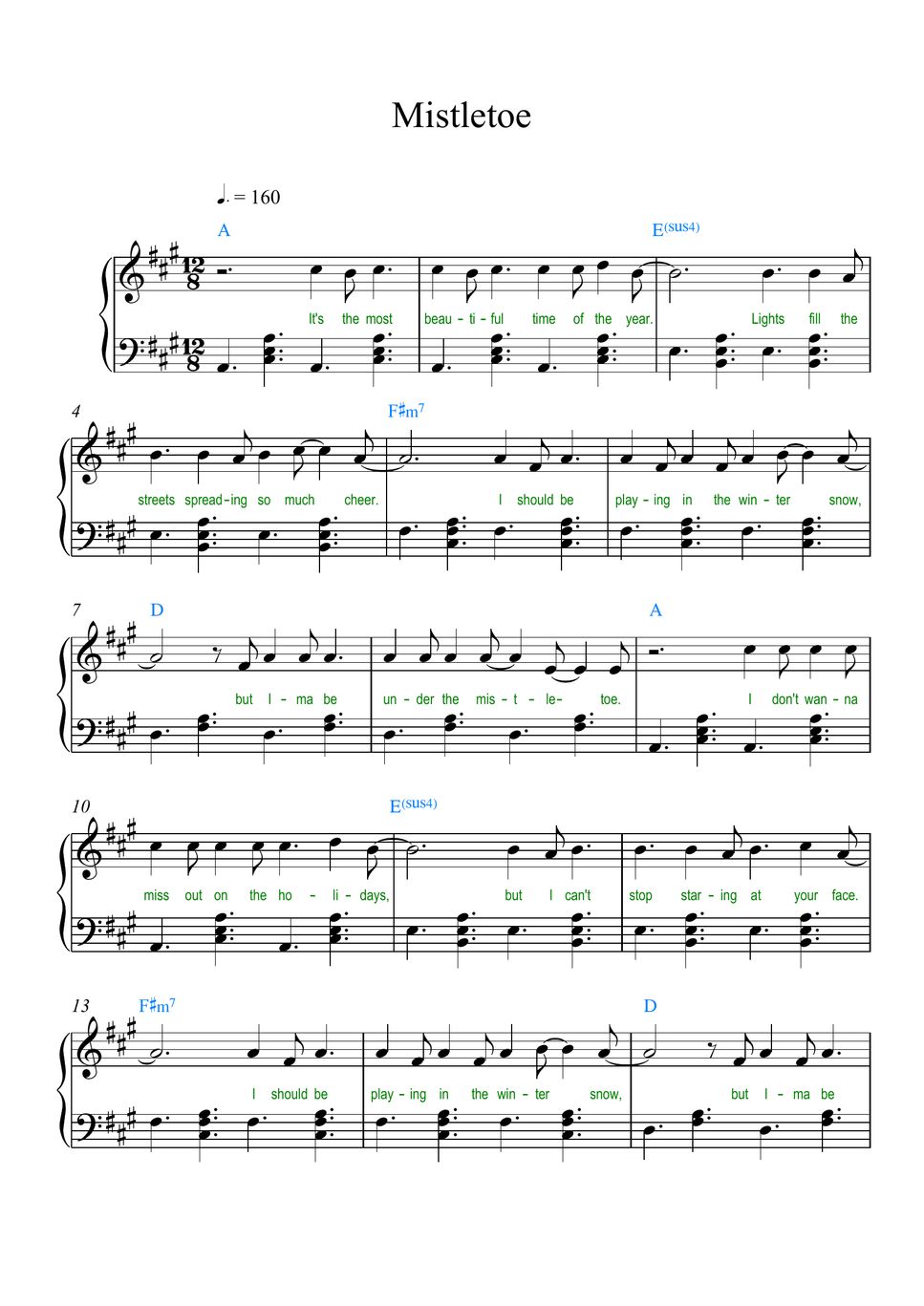 Justin Bieber - Mistletoe (Accurate easy version with lyrics and chords ...