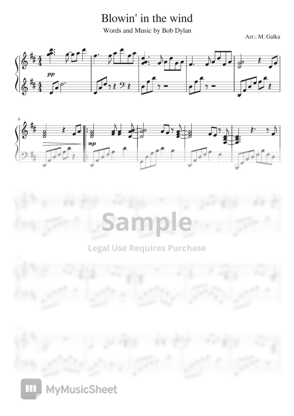 Bob Dylan - Blowing in the wind Sheets by Magdalena Galka