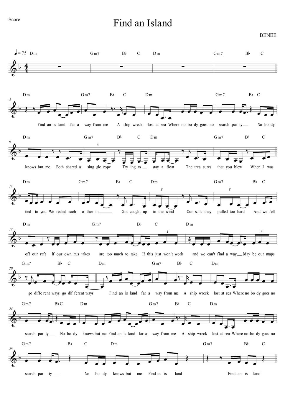 BENEE - Find an Island Sheet by TaeHyun Taylor Lee