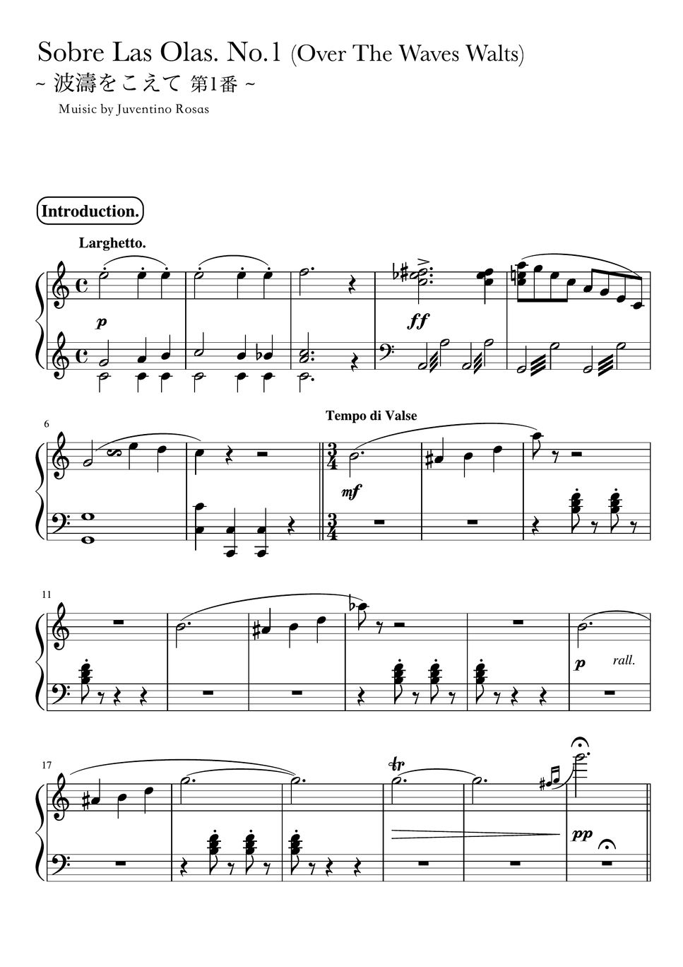 Juventino Rosas - Sobre Las Olas. No.1 (intro・Pianosolo beginner ...