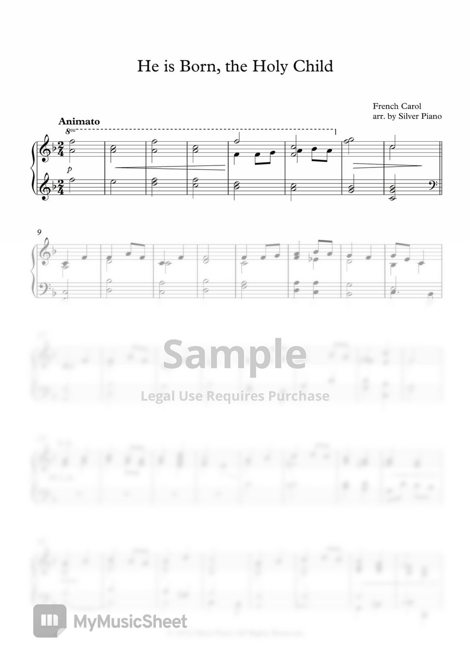 아기 예수 나셨네 (He is Born, the Holy Child) (피아노 찬송가) Sheets by 은의 피아노 ...