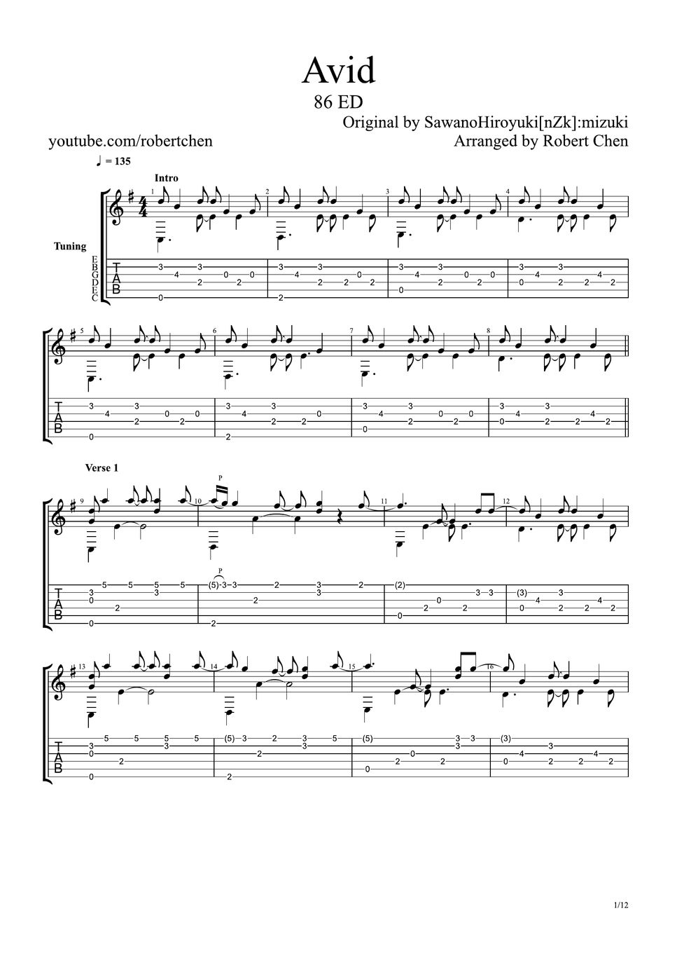 SawanoHiroyuki[nZk]:mizuki - 86 Eighty Six ED - "Avid" Sheets by Robert ...