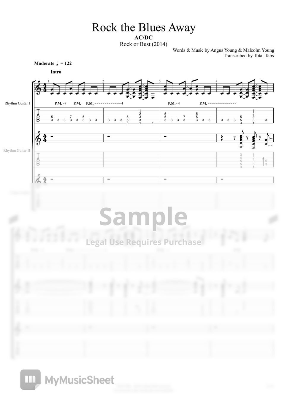 AC/DC - Rock the Blues Away (Rhythm Guitars) Sheets