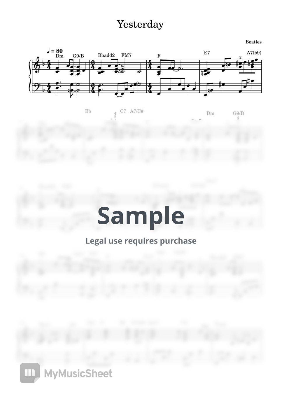 Beatles - Yesterday Sheet Music by SangHeart Play