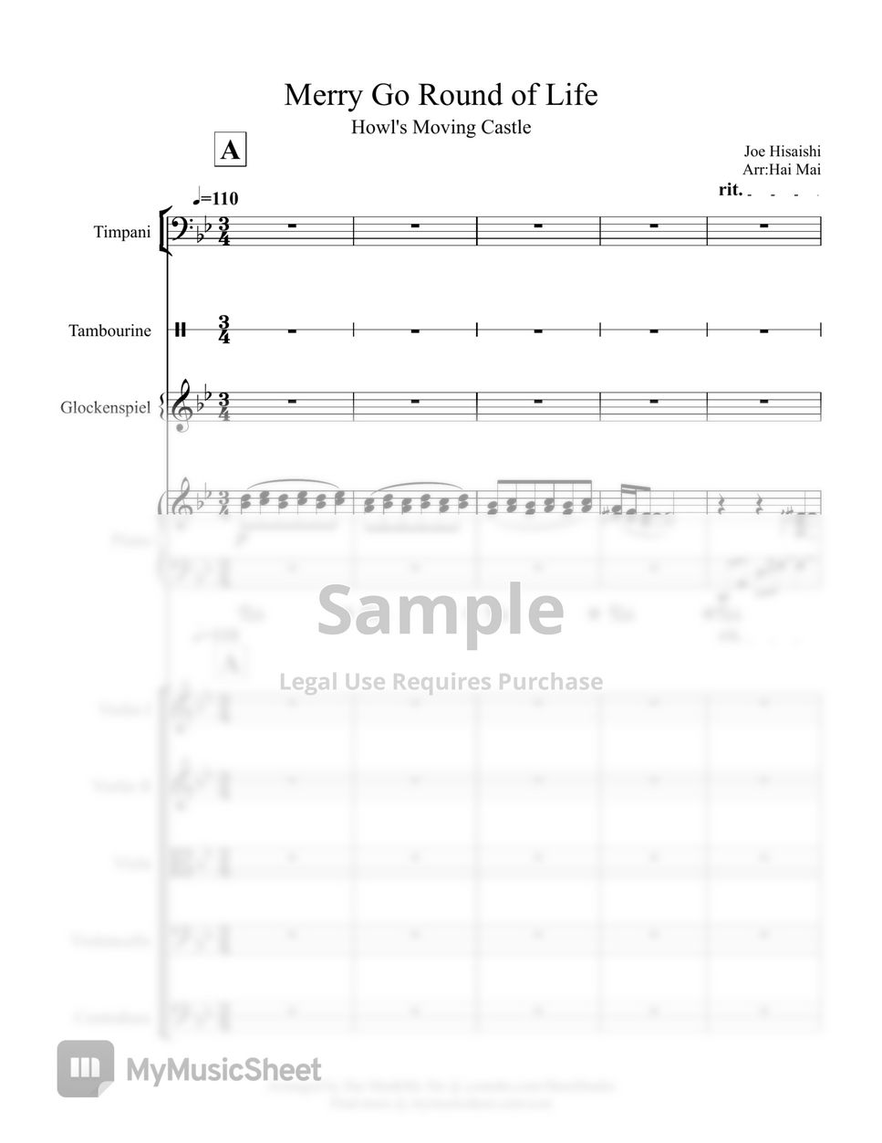 Joe Hisaishi Merry Go Round Of Life For Orchestra Sheets By Hai Mai