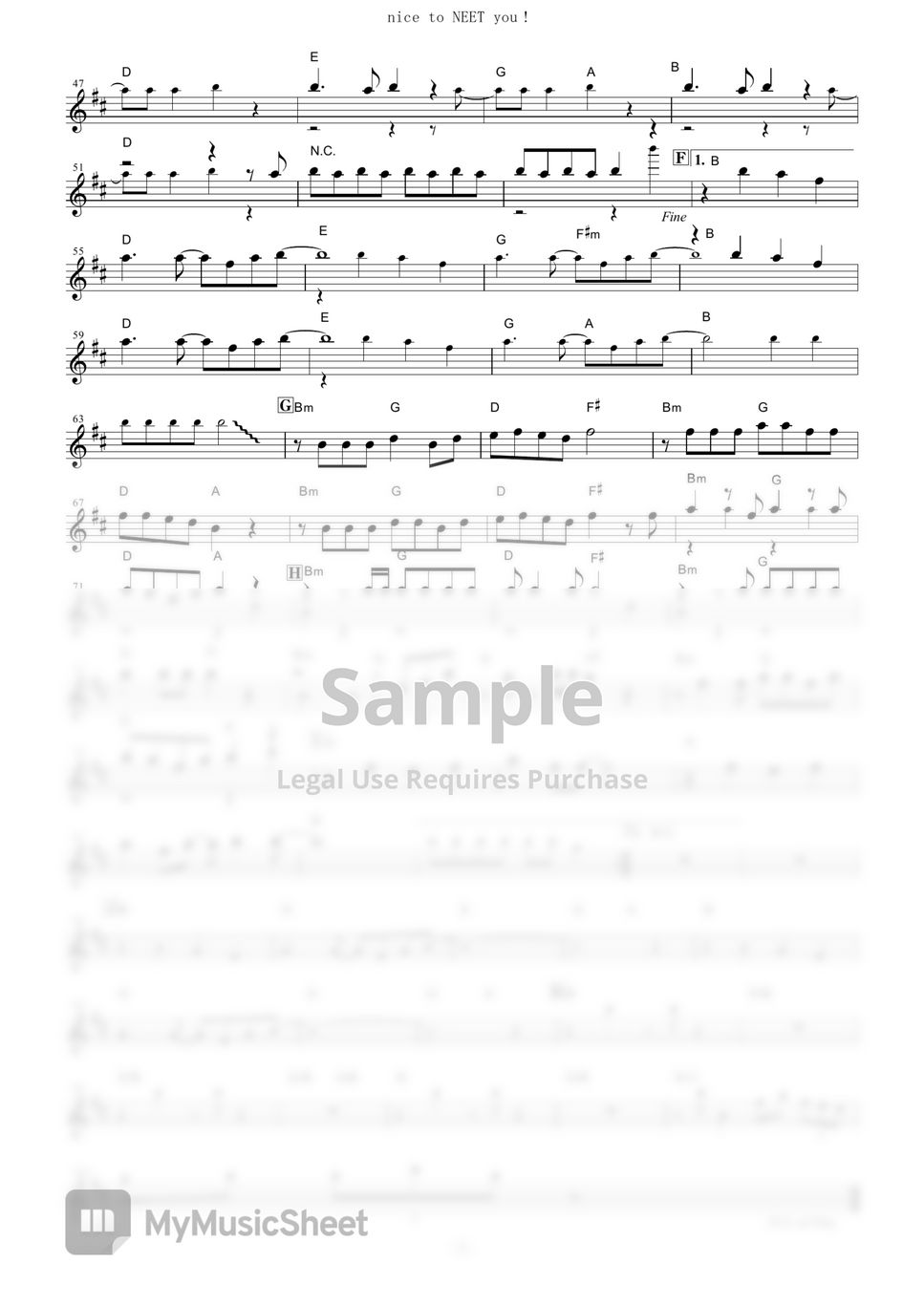 Mr. Osomatsu - nice to NEET you! (in C) Sheet Music by AOP