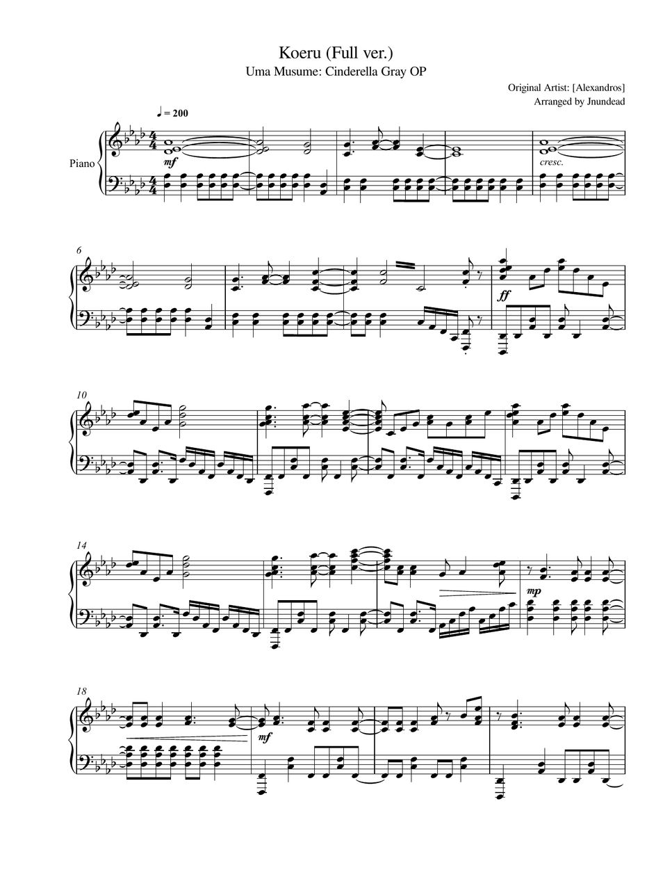 [Alexandros] - Koeru (Full ver.) โน้ตเพลง by Jnundead