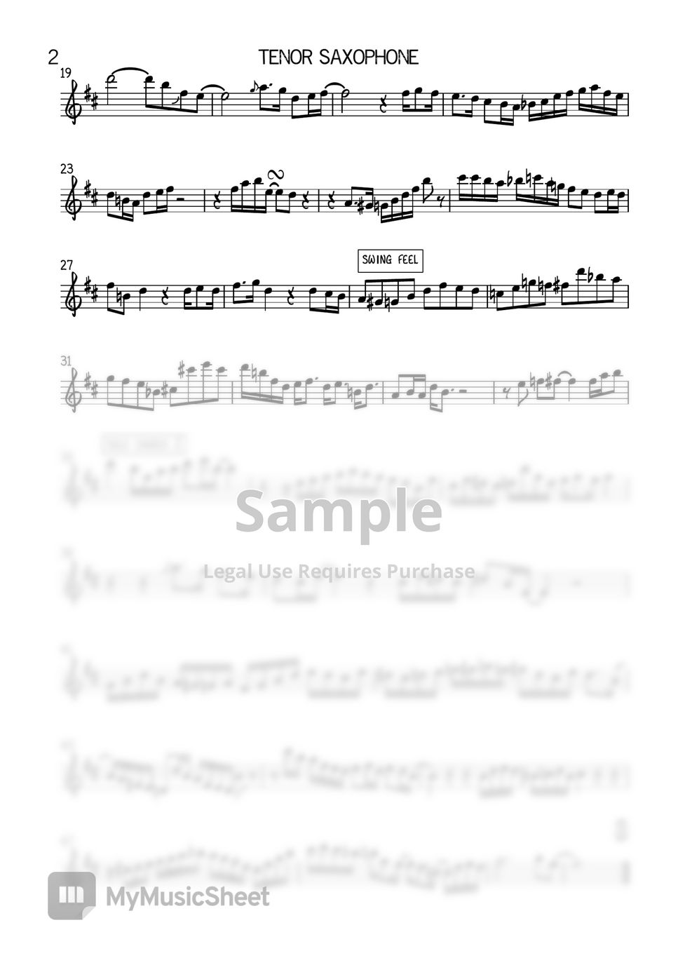 Bobby Hebb - Sunny - Bb Tenor Saxophone Sheets