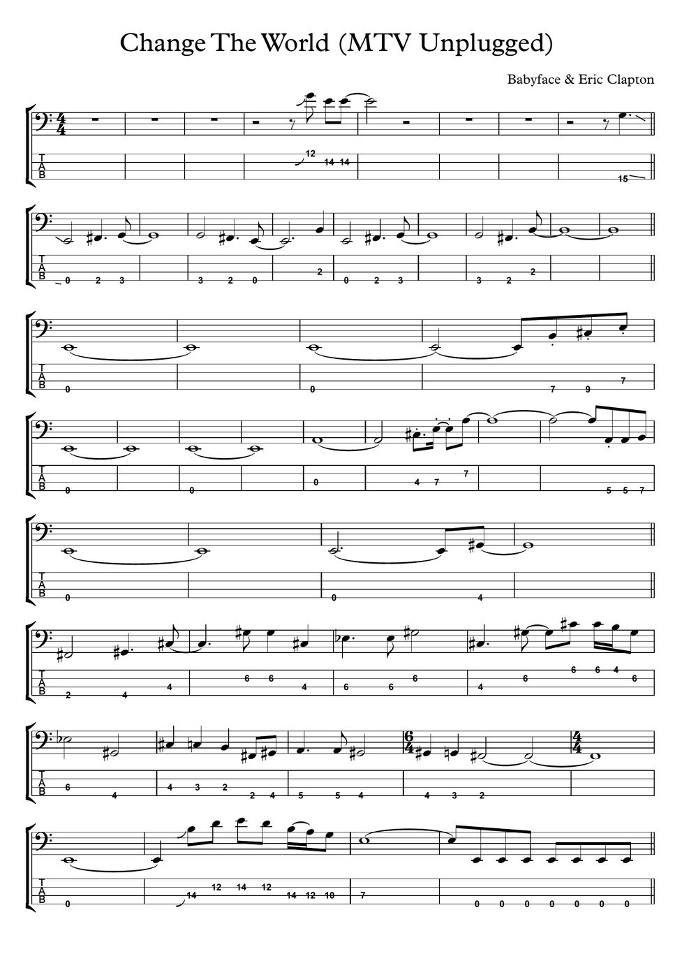 Eric Clapton & Babyface - Change The World [MTV Unplugged live] Sheets ...