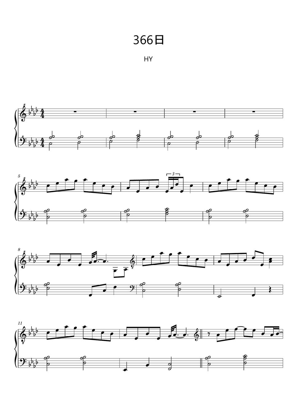 HY - 366日 (Sheet Music, MIDI,) Sheets by sayu