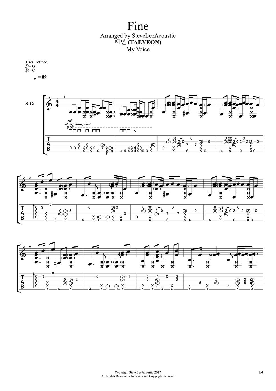Taeyeon (태연) - Fine Sheet by SteveLeeAcoustic