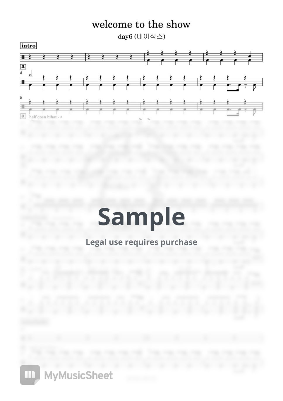 day6 (데이식스) - welcome to the show Sheet Music by 은규네스튜디오