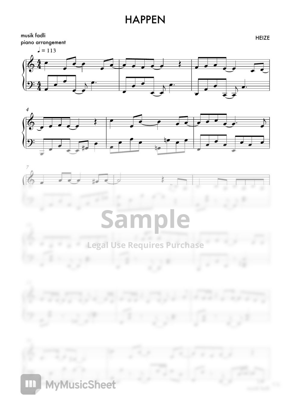 Heize - Happen (piano) Sheet Music by musik fadli